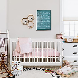 Burt's Bees Baby Infant Reversible Quilt Blanket, Jersey Knit, Soft, 100% Organic Cotton Blankets, with 100% Polyester Fill for Warm Padding, Size 37 x 46 Inch