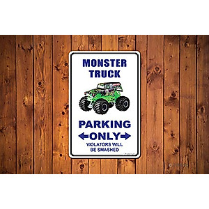 ZYPENG Metal Street Sign Monster Truck Parking Only Violators Will Be Smashed Decor Tin Signs 8 x 12 inches