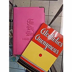 First Edition Softcover Reprint AA Big Book w/Pink Bookcover for Alcoholics Anonymous. You Get The Both AA Big Book 1st Edition Reprint and Pink Zip Up Bookcover.
