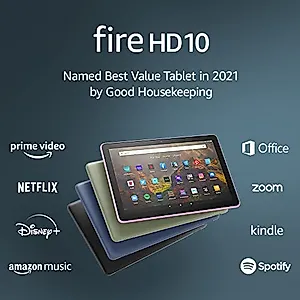 Amazon Fire HD 10 tablet, 10.1", 1080p Full HD, 32 GB, latest model (2021 release), Olive