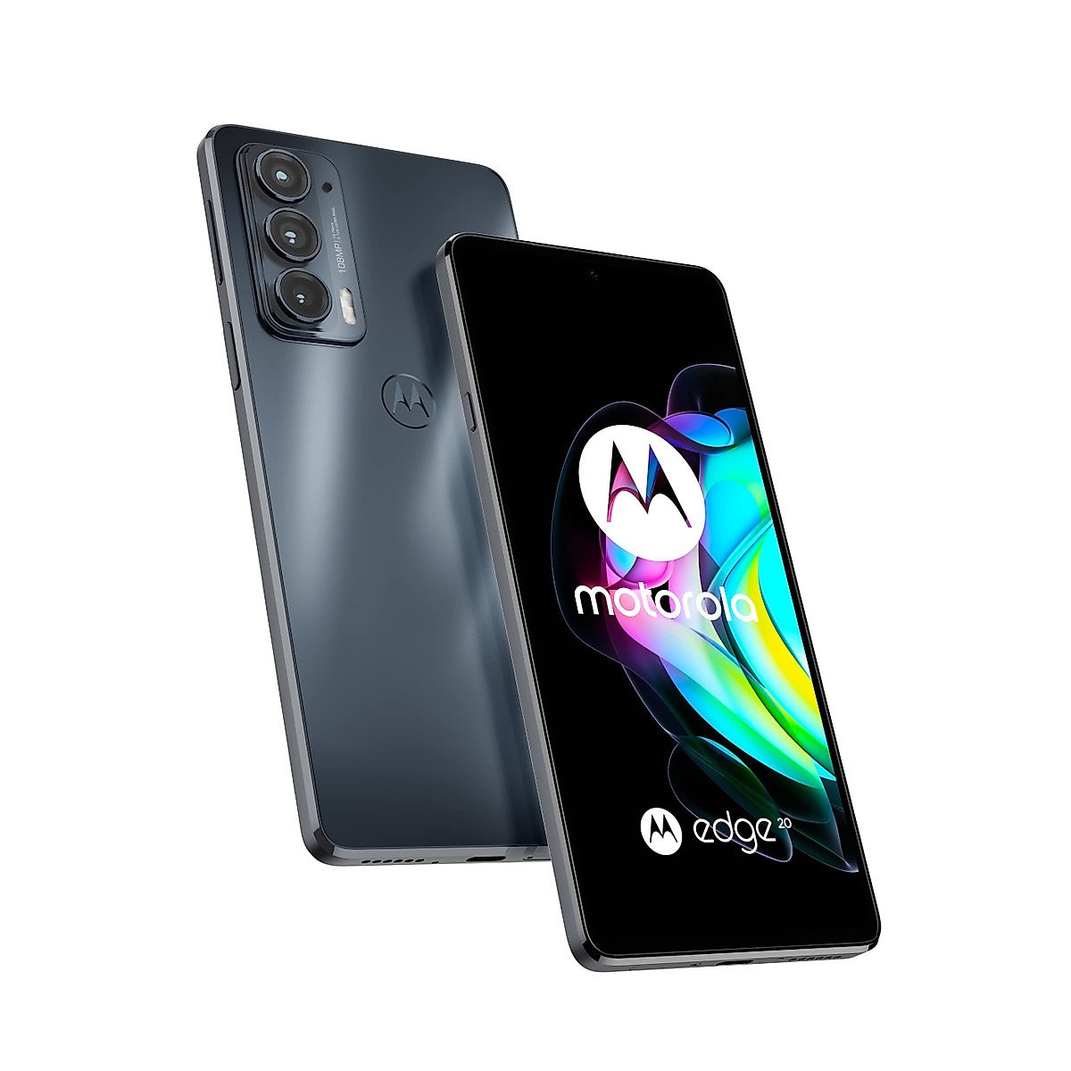 Motorola Moto Edge 20 5G 4G LTE 128GB + 8GB GSM NFC 108MP Unlocked International Version XT2143-1 (No US Warranty) (Not Verizon Sprint Boost Cricket) (w/Fast Car Charger Bundle) (Frosted Grey)