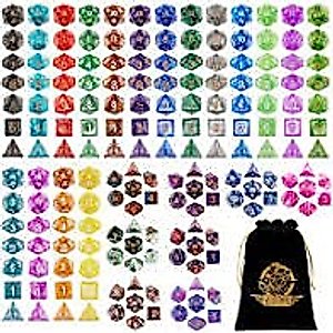 DND Dice Set – Chessex D&D TTRPG Dice – Sampler Best of Chessex 7pc (2021 Mix) – Dungeons and Dragons Dice – 25 Sets – 7 Dice per Set - D4 D6 D8 D10 D12 D20 D%, Various, (CHX29910)
