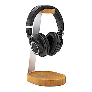 Audio-Technica ATH-M50X Studio Headphones Bundle with Knox Gear Wooden Stand and Protective Case (3 Items)