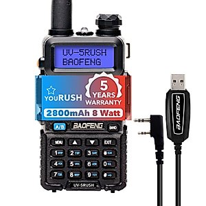 youRUSH UV5R 2 Way Radio Dual Band UHF/VHF Radio - Advanced BAOFENG UV-5R 8W Extended Battery 2800mAh & BAOFENG USB Programming Cable, Radio Scanner BAOFENG Walkie Talkie for Adults Long Range