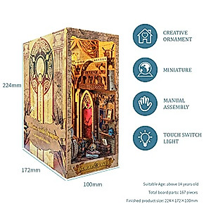 Dragon Castle 3D Puzzles DIY Book Nook Kit,DIY Miniature Dollhouse Kit,DIY Wooden booknook Diorama Kit, Bookshelf Decor Gifts for Teens/Adults