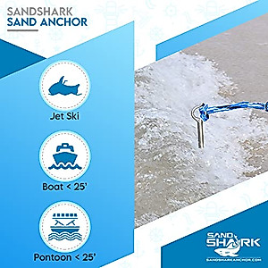SandShark 18 inch Lite Series Boat Anchor - Shallow Water Anchor Pole - Jet Ski Anchor, Kayak Anchor, Pontoon Boat Accessories for Beach and Sandbar - 316 Stainless Steel w/Handle and Padded Case