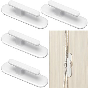 4 Pieces Cord Safety Blind Pull Twister Window Wrap Cleats Blind Holder Curtain Cord Wind Up Baby Child Proofing Window Gate Safety Adhesive Wall Hanging Hooks