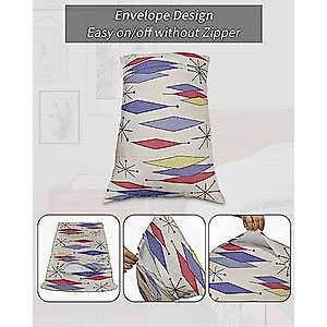 Edwiinsa Purple Red Yellow Pillow Covers Standard Size Set of 2 20x26 Bed Pillow, Middle Century Geometry Abstract Art Burlap Plush Soft Comfort for Hair/Skin Cooling Pillowcases with Envelop Closure
