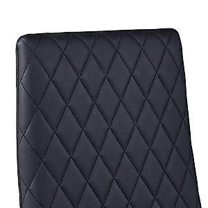 JT Modern Minimalist Dining Chair Fireproof Leather Sprayed Metal Pipe Diamond Grid Pattern Restaurant Home Conference Chair Set of 4 Or 6 (4, Black)