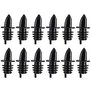 (Pack of 12) Black Free-Flow Liquor Pourer, Bottle Pour Spouts by Tezzorio
