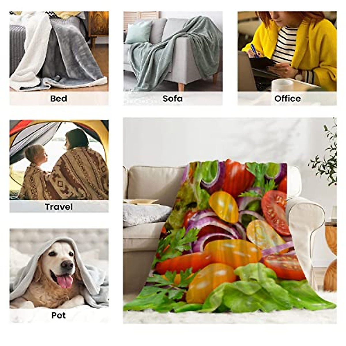 Lynnezilla Salad Throw Blanket Ultra Soft Plush Fluffy Flannel Blanket,Warm Cozy Bed Quilt Home Decor for Couch Sofa Bed All Season,80"x60" for Adults