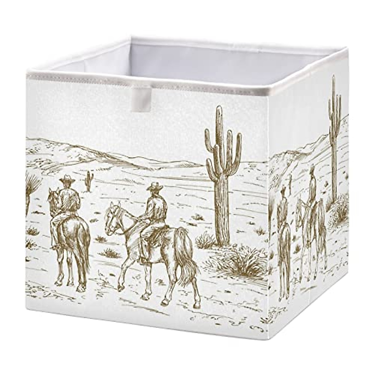 xigua Western Desert Cowboys Rectangle Storage Bin Large Collapsible Storage Box Canvas Storage Basket for Home,Office,Books,Nursery,Kid's Toys,Closet