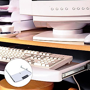 NUOBESTY Desk Keyboard Tray Keyboard Tray Under Desk Out Underdesk Keyboard Drawer Under Table Desk Keyboard Organizer with Sliding Mount System for Office Home Typing Grey Computer Keyboard Stand