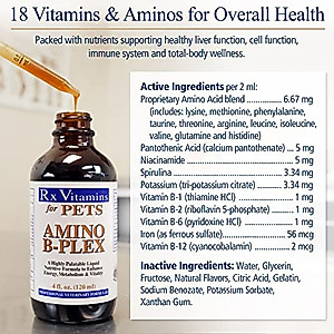 Rx Vitamins Amino B Plex for Pets - B Vitamin Complex Plus Amino Acids for Dogs & Cats - Vitamin Supplements for Dogs' & Cats' Total Body Support - 4 oz