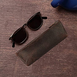 CestAntiQ, Genuine Leather Pen Pouch | Pencil Pouch | Zippered Pen Holder Pouch Craft Tool holder for School, Work & Office | Handy Pen Case | Classic Work Accessories | Brown Handmade Carry On Pouch