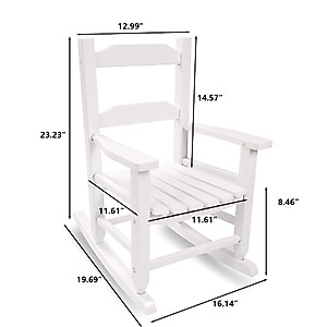 Hngilkoo Kids Wooden Indoor Rocking Chair for Toddlers Comfy Recliner Rocker for Baby Children Ages 3-6 Outdoor Lounge Chair Girls Playroom White