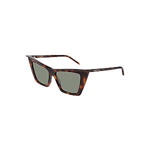 Saint Laurent SL372 002 54MM Havana/Green Cateye Sunglasses for Women + Designer iWear Eyewear Kit