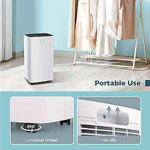 ZAFRO Dehumidifier for Bathroom & Basement & Bedroom & Room with Drain Hose, 1,500 Sq. Ft Dehumidifiers with Auto or Manual Drainage, 3 Working Modes/Auto Defrost/Dry Clothes Function/12H Timer, White
