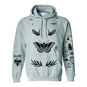 ALLNTRENDS Adult Hoodie Harry Tattoos 2021 Newest Sweatshirt Cool Top Trendy Hooded (2XL, Sporty Grey)