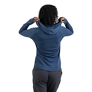 Woolly Clothing Women's Merino Pro-Knit Wool Zip Hoodie Sweatshirt - Mid Weight - Wicking Breathable Anti-Odor - Deep Sea Blue - XXL