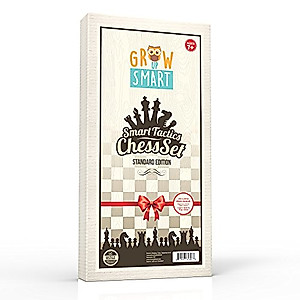 Smart Tactics 16" Folding Chess Set with Extra Queens Made of Wood - Standard Edition