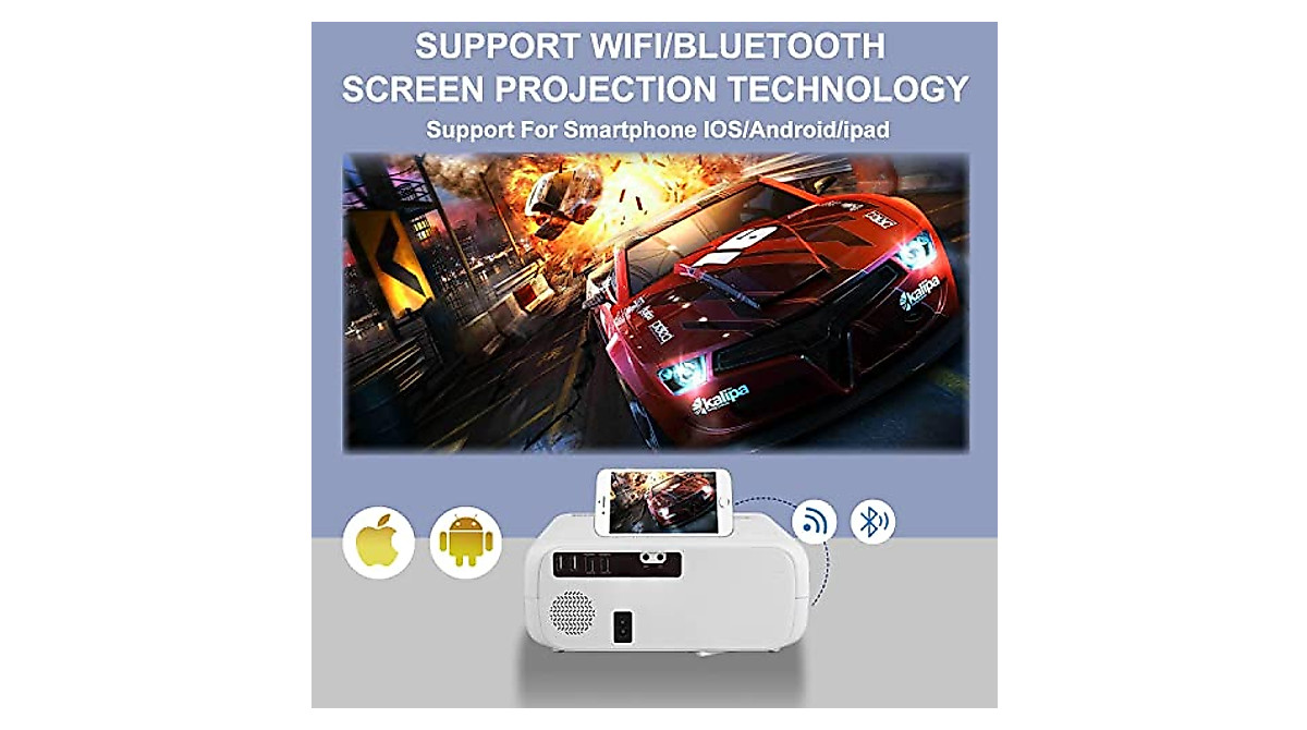 SKERELL Wireless Projector & 100-inch Screen Home Theater Bundle