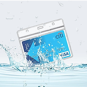 Nametag Badge Holders with Lanyard 3x4 Horizontal Badge Holder Waterproof PVC ID Cards by ZHEGUI (Royal Blue, 100 Pack)