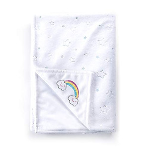 Tadpoles Tadpoles Rainbow Embroidered Double Layer Plush Baby Blanket