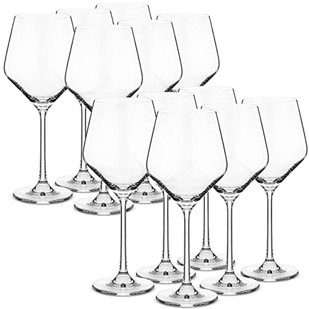 Btat- Wine Glass Set, Set of 12, 15 oz, Wine Glasses with Stem, Long Stem Wine Glasses, Crystal Wine Glasses, Red Wine Glasses, White Wine Glasses, Stemmed Wine Glasses