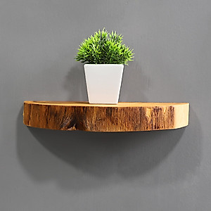 [PJ Collection] Small Live Edge Floating Wall Shelf with Paulownia Wood, Natural Wood Shelf, Floating Wall Shelf, Handcrafted Wall Shelf, Live Edge Wall Shelf