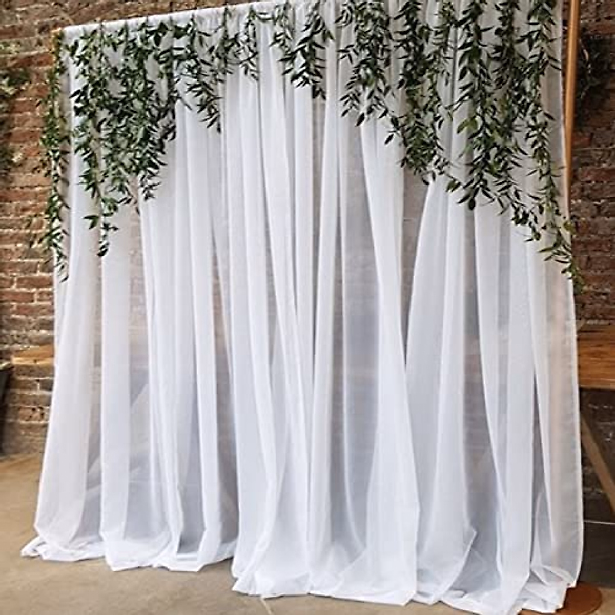 White Chiffon Sheer Backdrop Curtain for Wedding, Parties, White Arch Drapes for Backdrop Decoration,Wrinkle-Free 10ft x 7ft