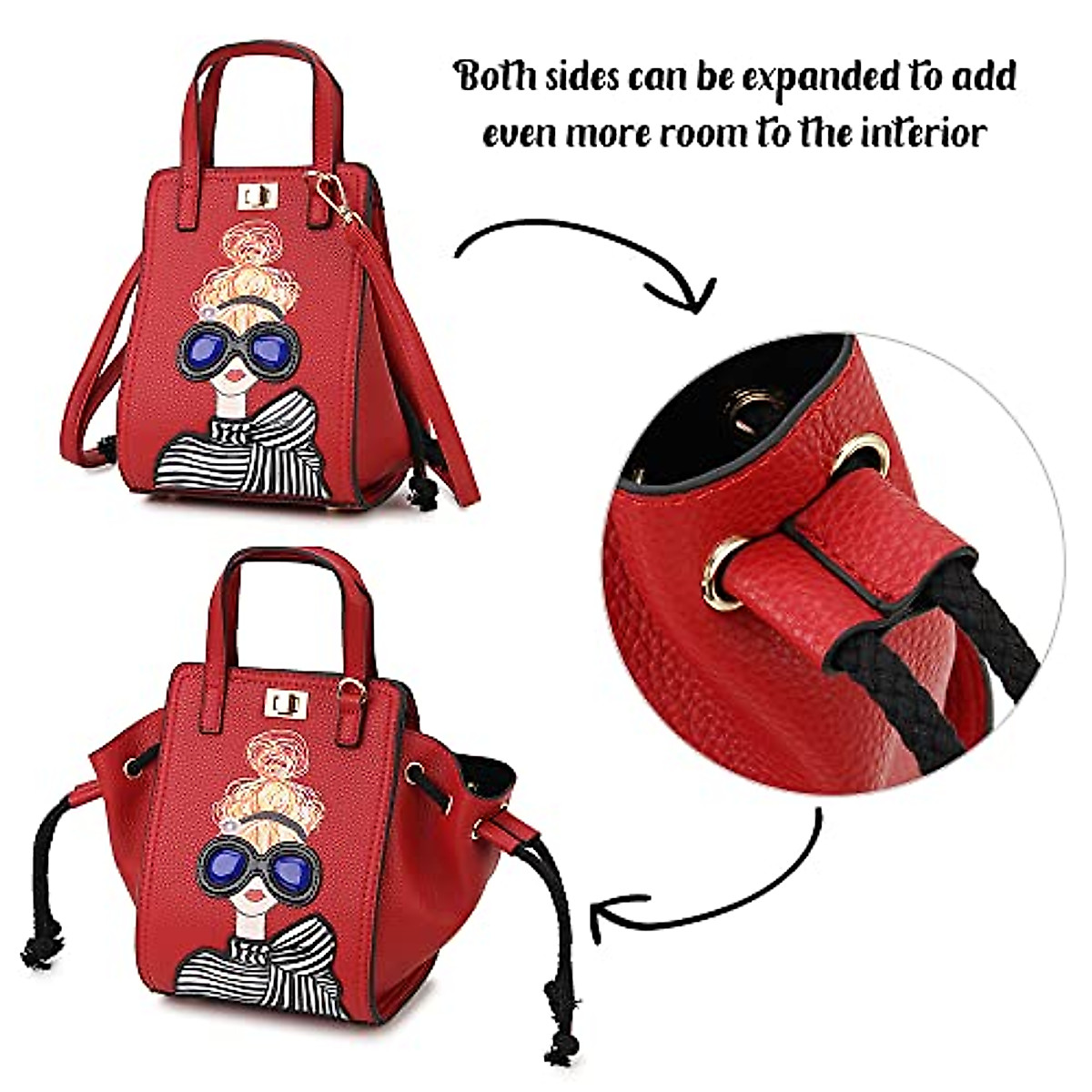 ENJOININ Novelty Lady Face Purses and Handbags for Women Funky Top Handle Satchel Tote Crossbody Shoulder Bags