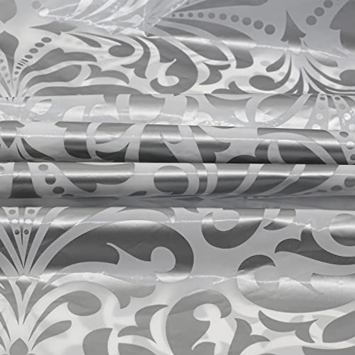 WISHOPE 6 Pieces 48" Jumbo Plastic Gift Wrapping Bags (Silver Damask) for Baby Shower, New Parents, Birthday, Wedding, Engagement Parties, Valentines Day