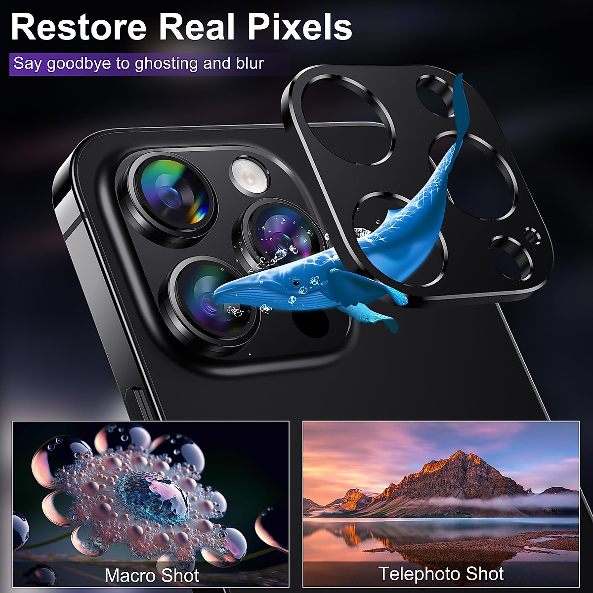 Mothca 2 Pack Camera Lens Protector for iPhone 14 Pro/iPhone 14 Pro Max Matte Alloy Camera Cover [No Affect Photo Quality] No Lens Metal Ring Strong Adhesion Camera Protector Case Friendly (Black)