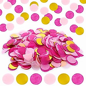 Grevosea 6000 Pieces Tissue Paper Confetti, Circle Table Confetti 1 Inch Round Paper Confetti Dots Valentines Confetti for Wedding Birthday Anniversary Christmas Party Decoration(Rose Red)