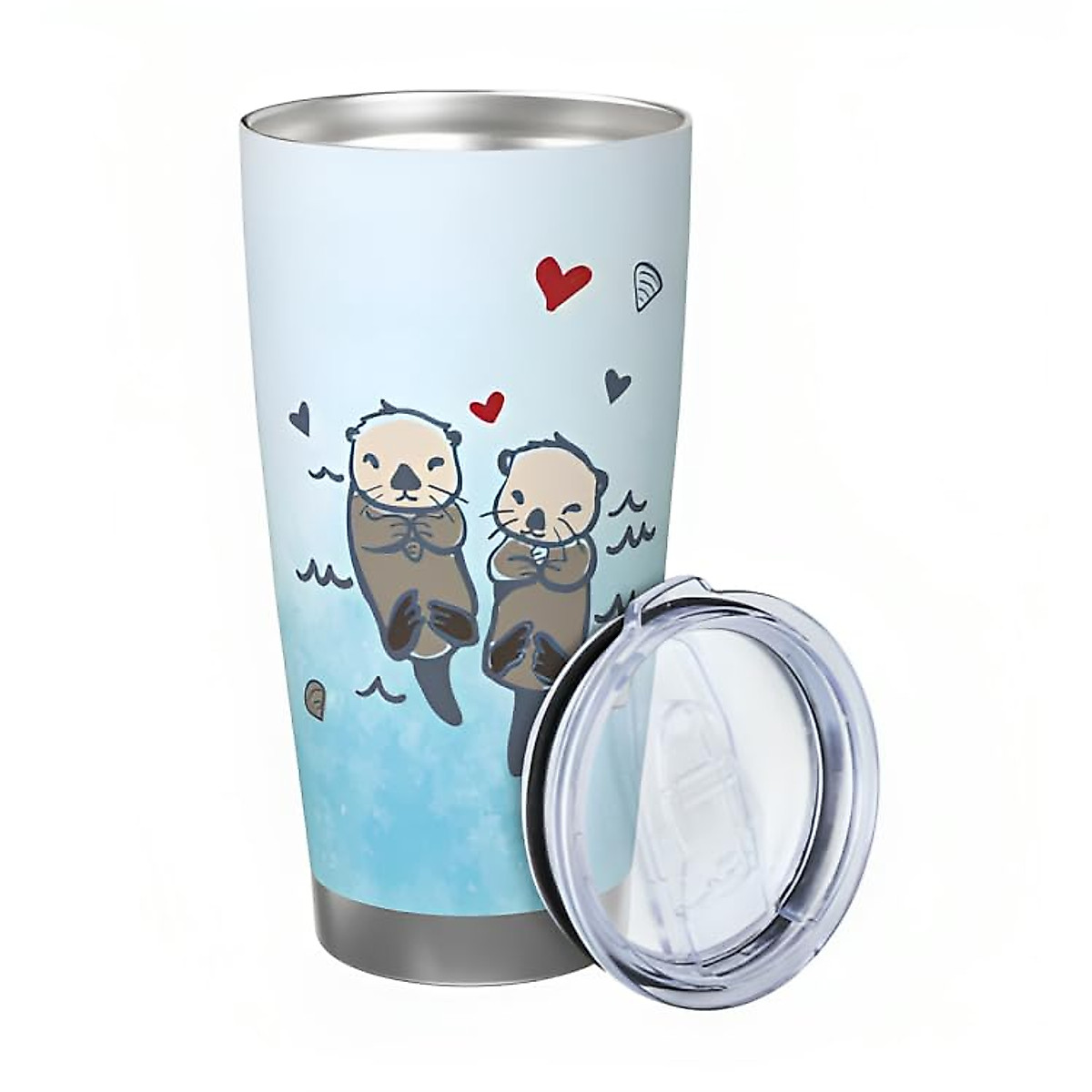 MINYJHZ Otter Lover 20 Oz Stainless Steel Thermal Tumbler with Flip Lid, Insulated Travel Coffee Mug, Valentines Day Birthday Galentines Gifts for Wife Daughter Sister