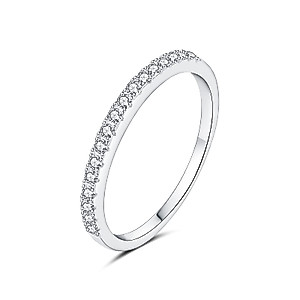 CHIRENMA Moissanite Wedding Band Ring for Women in 925 Sterling Silver Eternity Anniversary Stackable Wedding Ring Size 5-9 (style 3, 8)