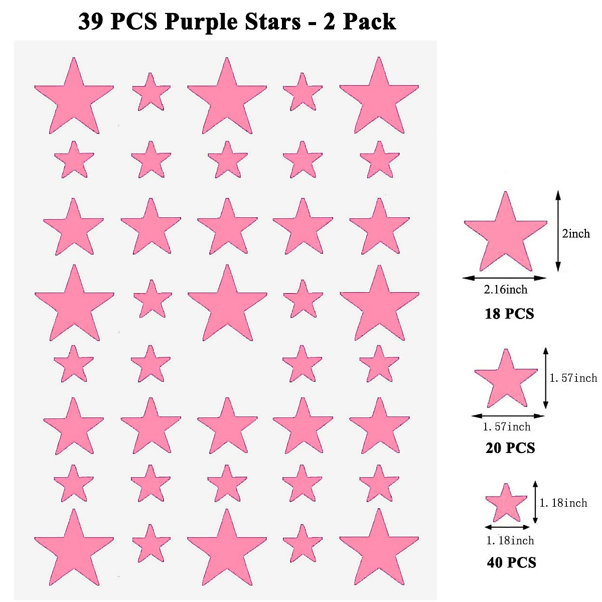 Stars Wall Decal,78 PCS Pink Stars Wall Sticker Easy to Peel and Stick for Room,Kids Room Decoration Ins hot