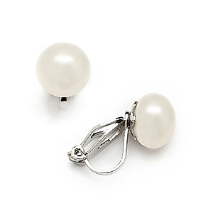 Mariell 9mm Ivory Shell Pearl Clip-On Earrings - Luxurious Freshwater-Look Pearl Button Style Clip Ons