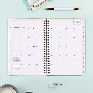 Blue Sky Day Designer 2024 Weekly and Monthly Planner, 5" x 8", Frosted Cover, Wirebound, Tile (101410-24)