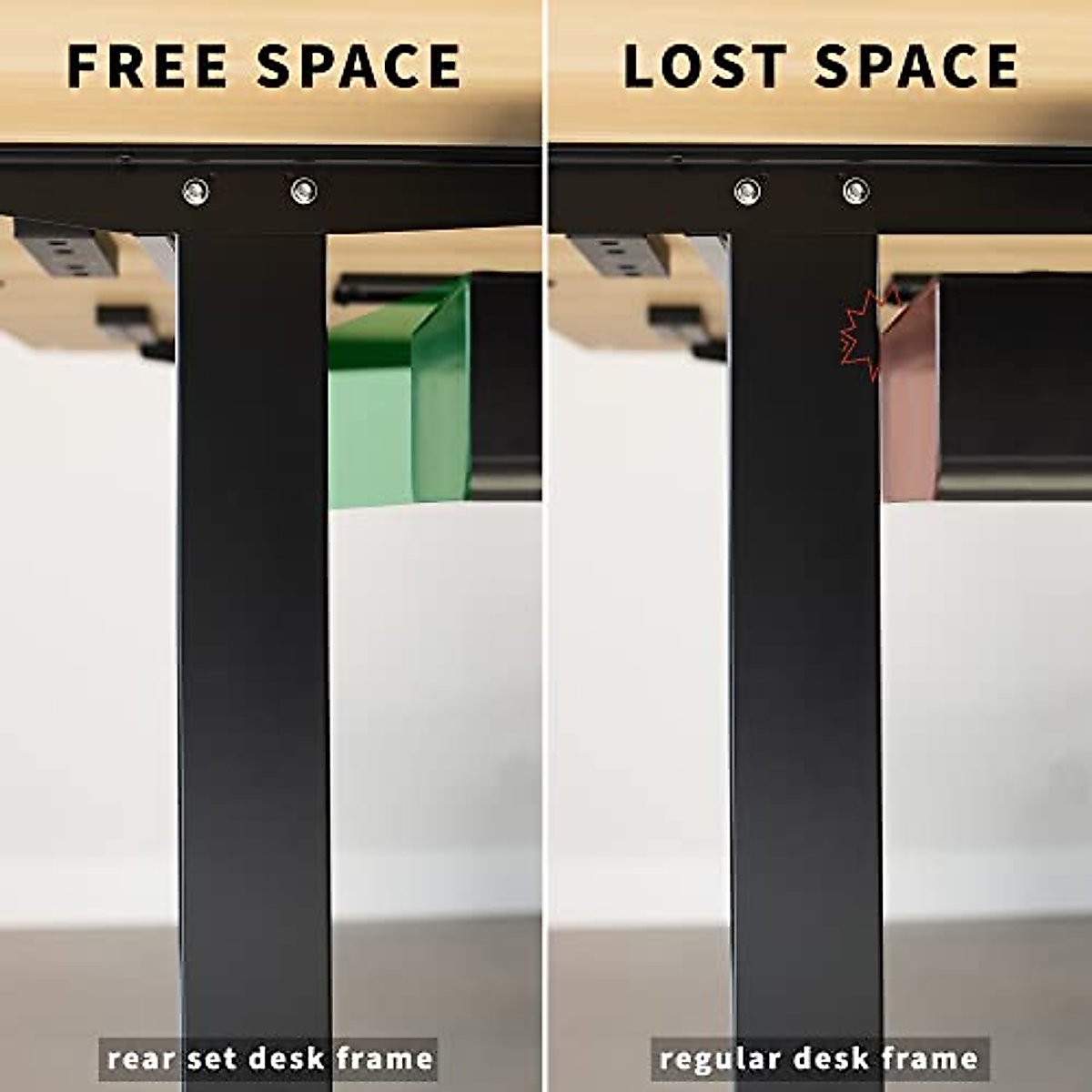 VIVO Electric Stand Up Desk Frame Workstation with Rear-Set Legs, Frame Only, Single Motor Ergonomic Standing Height Adjustable Base with Memory Controller, Black, DESK-100E-RB