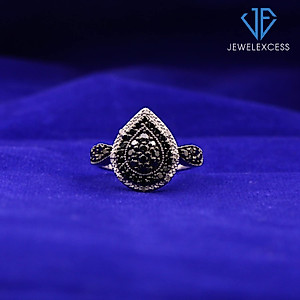 JEWELEXCESS Sterling Silver 1 Carat Black & White Diamond Ring for Women | Diamonds for Everyday Womens Wear