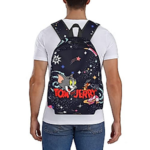 Cute Cartoon Cat Backpack,Universe Space Star Planet Casual Daypack,Laptop Backpack,Shoulder Bag,College Backpack,Travel Outdoor Backpack Cute Teen Backpacks For Men Women College Simple Backpack-A1