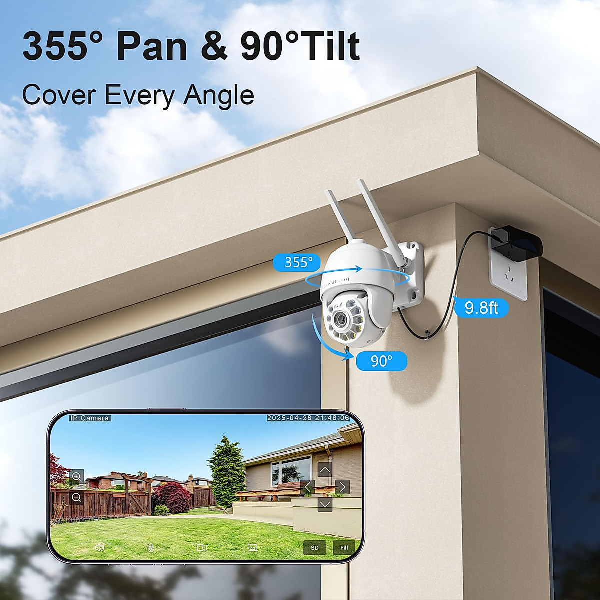 Security Camera Outdoor, Hosafe WiFi IP Camera Home Security System, Floodlight AI Motion Detection, Pan Tilt Auto Tracking, Two Way Audio, Color Night Vision, Waterproof Video Surveillance Camera