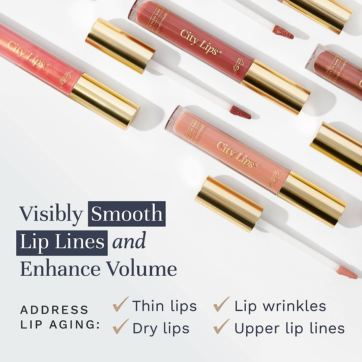 City Beauty City Lips Plumping Lip Gloss Nude York - High-Shine Gloss for Fuller, Younger-Looking Lips | Hydrating & Smoothing Lip Treatment Hyaluronic Acid