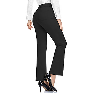 HISKYWIN Womens Dress Pants Stretch Work Office Business Slacks Comfy Yoga Golf Pants with Pockets HF838-Black-S