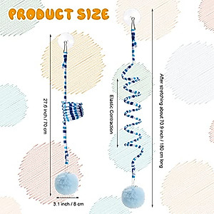 Woanger 4 Pcs Cat Spring Toys Hanging Cat Toy Hanging Door Interactive Cat Toys Cat Ball Toys with Bell Long Tail Stretchable Soft Plush Cat Teaser Toy for Kitten Chase Play and Kill Time, Gradient