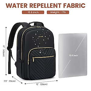 LOVEVOOK Laptop Backpack for Women,Laptop Bag for Women 15.6 inch,Waterproof Travel Backpack Purse,Stylish Womens Backpack,Work Computer Bags Bookbag Teacher School Back Pack with USB Port,Black