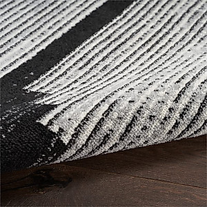 Nourison Modern Passion Mid-Century Geometric 2' x 3' Black Grey Area -Rug, Easy -Cleaning, Non Shedding, Bed Room, Living Room, Dining Room, Kitchen (2x3)