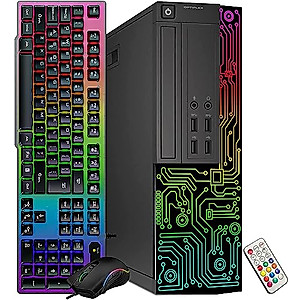 Dell OptiPlex Desktop RGB Computer PC, Intel Core i7 Quad-Core Processor, 16GB RAM, 512GB SSD, 24 Inch HDMI Monitor, RGB Keyboard Mouse and Headset, WiFi, Windows 10 Pro (Renewed)